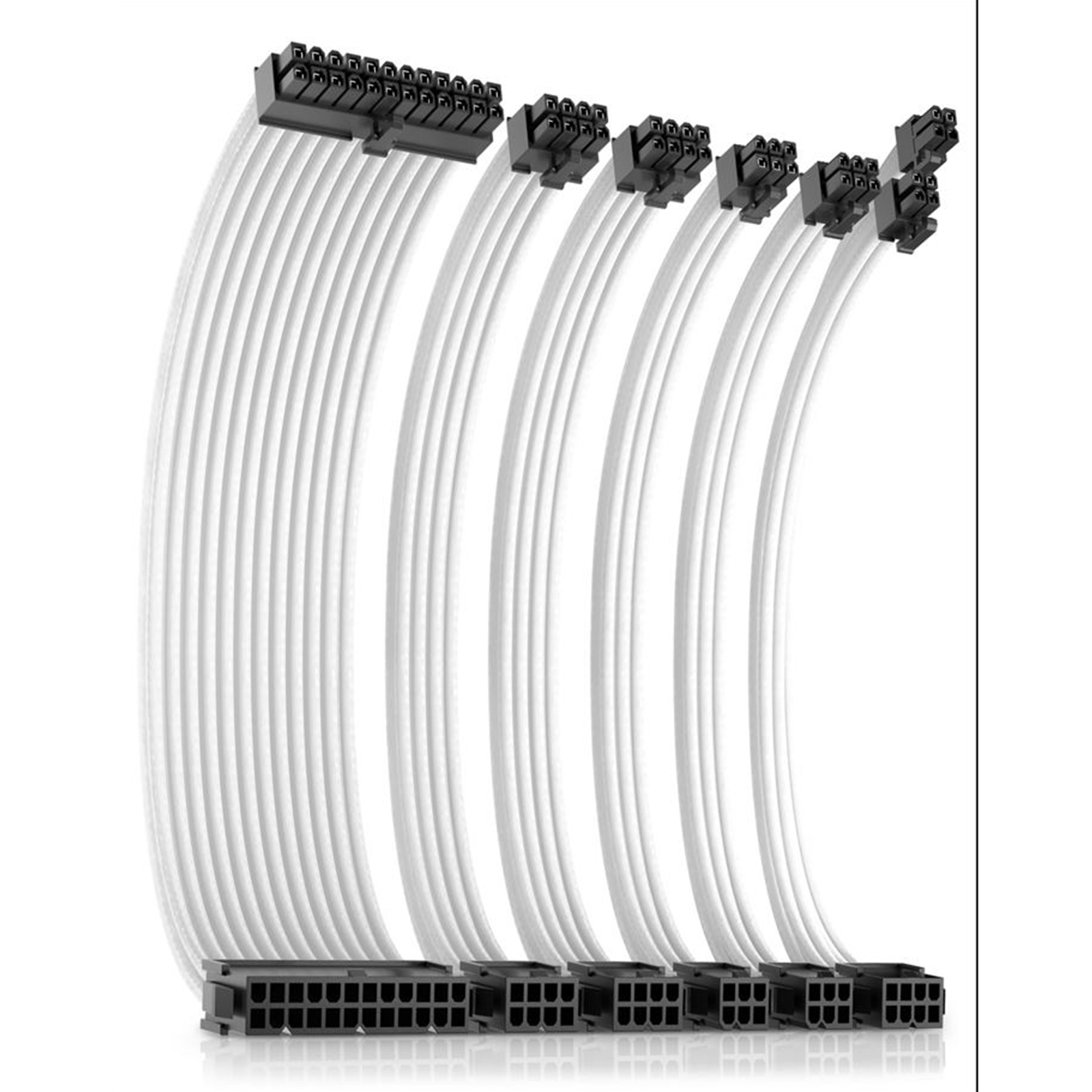 Antec White PSU Extension Cable Kit with Black Connectors - 6 Pack (1x ...